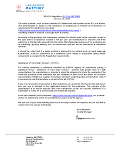 REACH Regulation - Lamineries Matthey